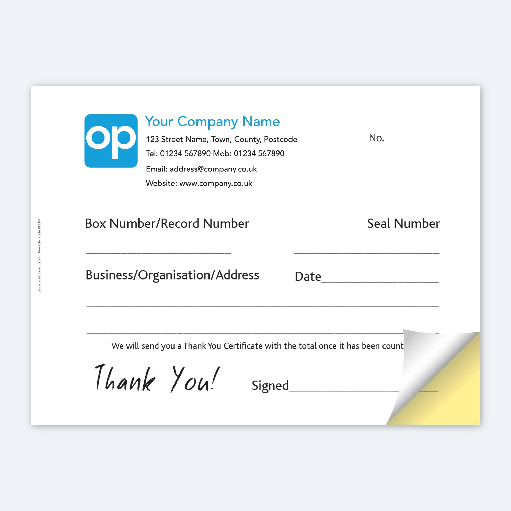 Personalised Charity Receipt Book Printing | Oceanprint