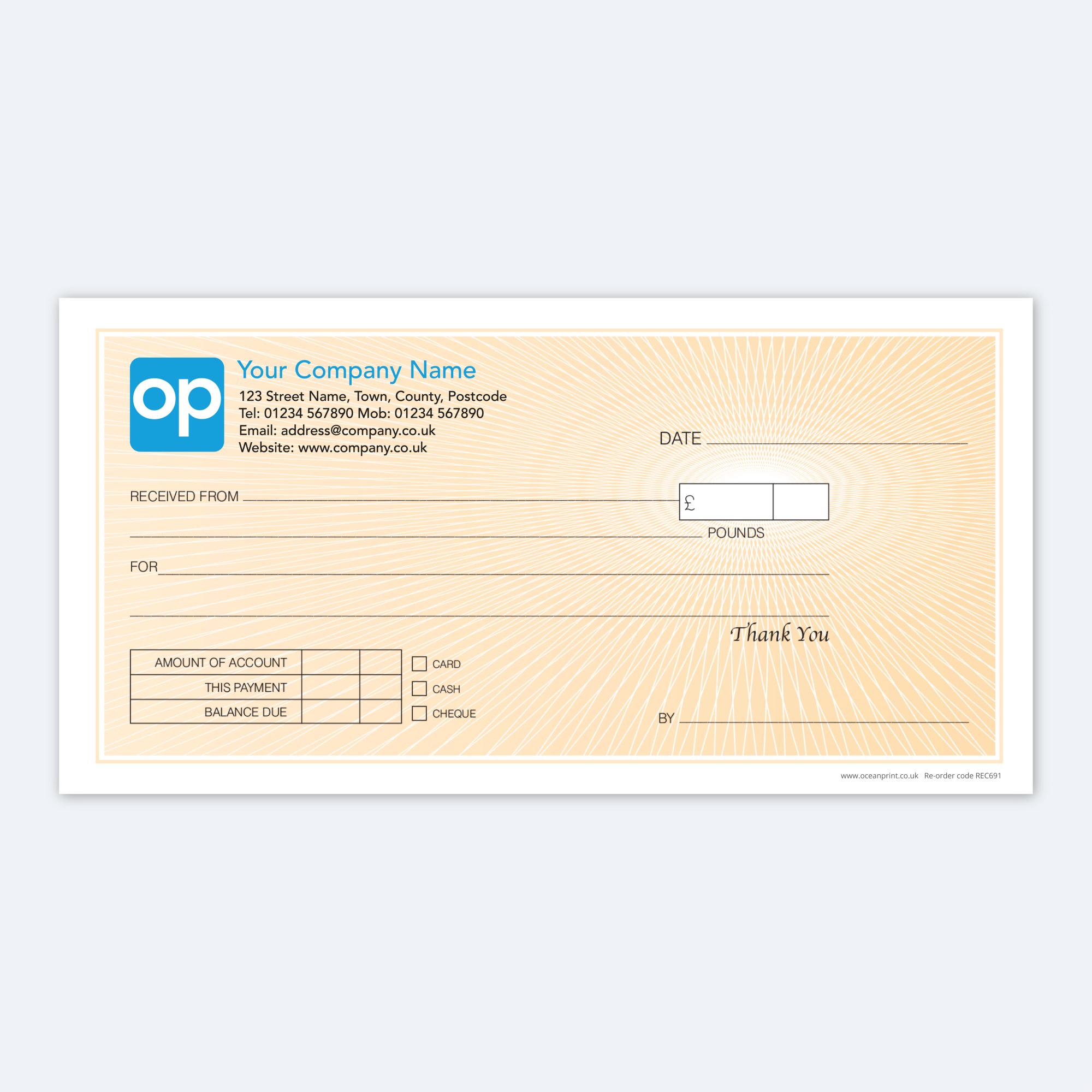 Personalised Colour NCR DL Receipt Book printing Printing | Oceanprint