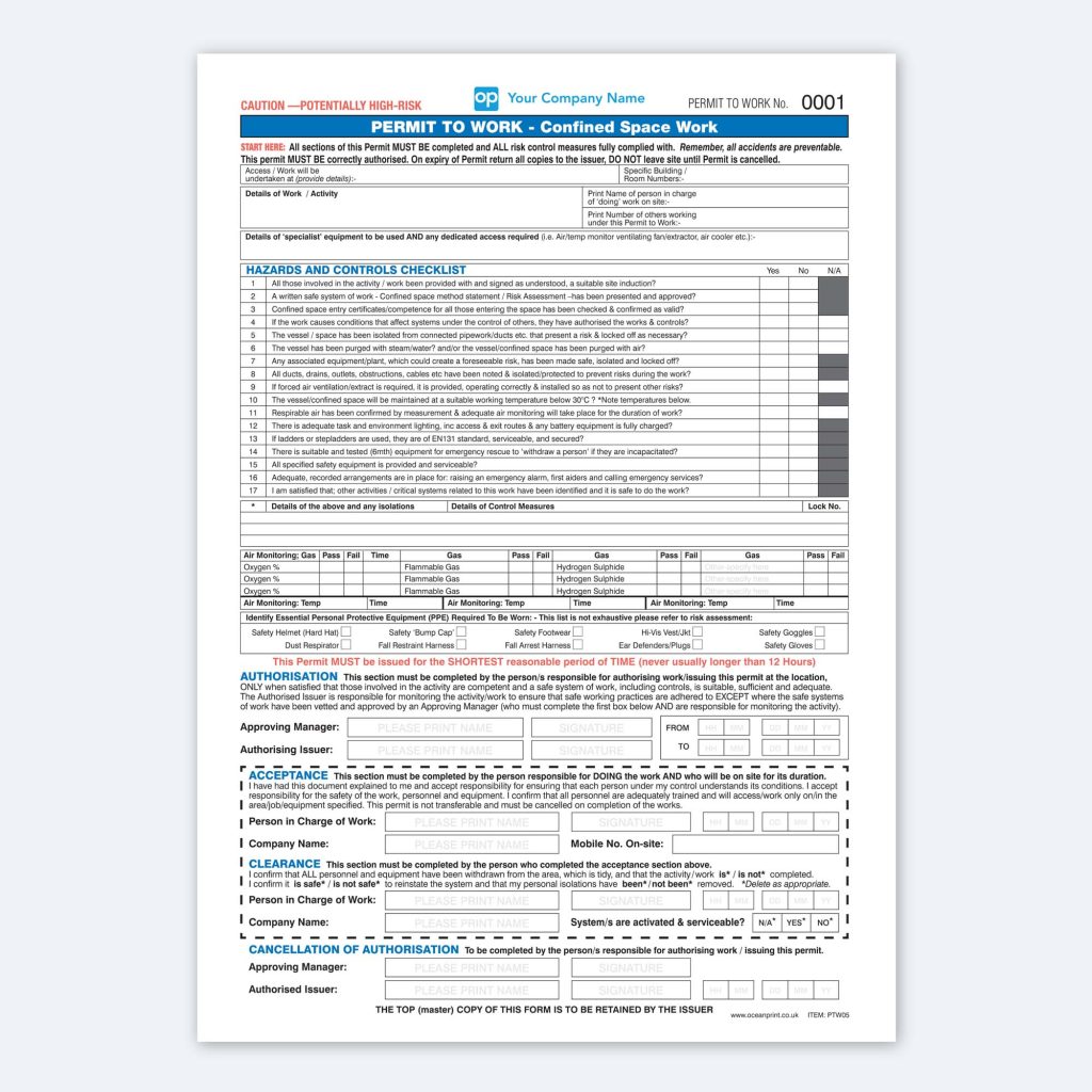 Personalised Permit to Work – Electrical Isolation Certificate | Oceanprint