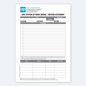 Safe System of Work (SSOW) / Method Statement (RA01) | Oceanprint