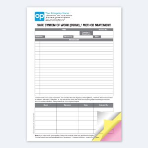 Safe System of Work (SSOW) / Method Statement (RA01) | Oceanprint
